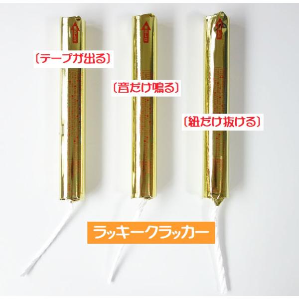 結婚式やパーティーでよく使われるクラッカーがゲームになりました。一見同じクラッカーなのですが実は3タイプあります。〔タイプA〕紐を引くとテープが飛び出します。（2〜3ｍ）〔タイプB〕紐を引くと大きい音だけ鳴ります。〔タイプC〕紐を引くと紐だ...