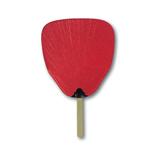 民芸竹骨網入渋うちわ(10本)　両面無地（赤【商品番号】No.21471　【大きさ】41.5cm×26cm【単位】10本セット【備考】白竹柄