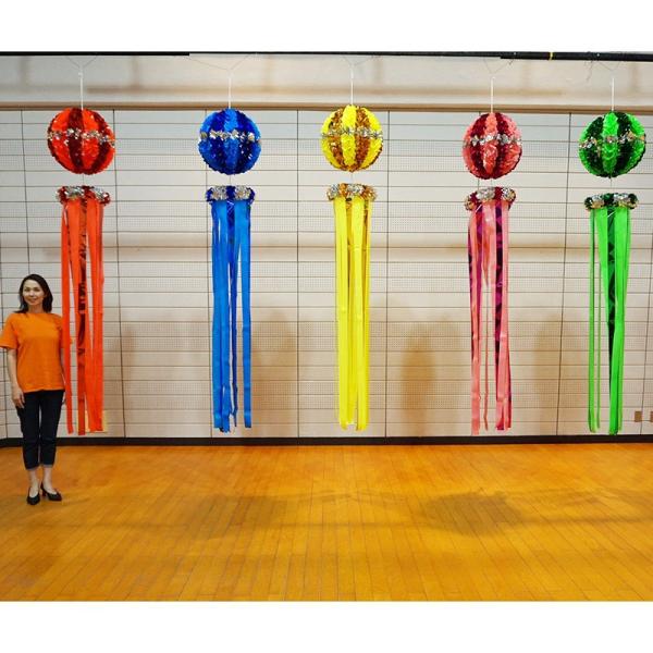 七夕　特大デラックスくす玉吹流し(230cm)【商品番号】 No.2791　レッド        No.2792　ブルー        No.2793　イエロー        No.2794　ピンク        No.2795　グリーン【...