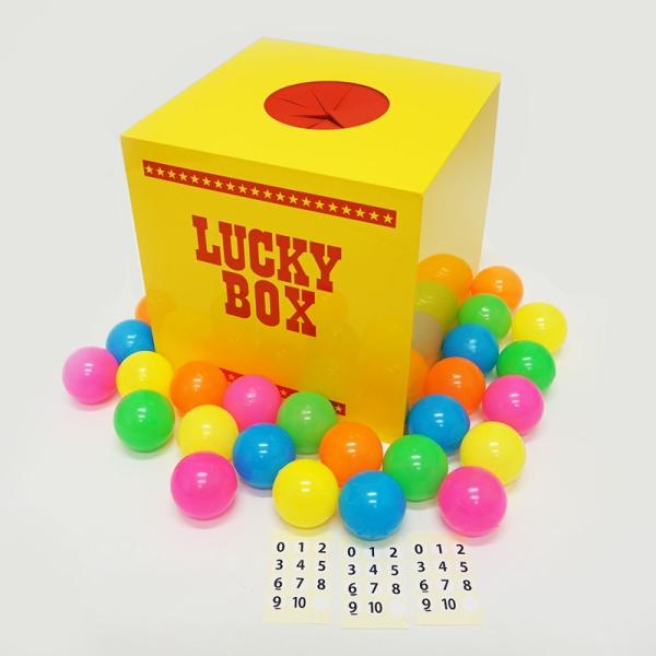 28cm黄色プラスチック抽選ボックス＆カラーボール25個（5色各色5個）セット（番号シール3枚付）【商品番号】 No.376【商品説明】 いろいろ使える抽選箱とカラフルなボールのセットです。付属として、数字シール(1〜10番)3枚がついてい...