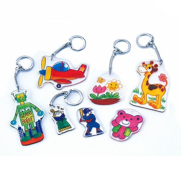 No.5128　工作イベントセット　マジックプレートセット　2枚セット【内容】 油性ペンで書いて、オーブンで焼くと、1/5〜1/6に収縮します。(プラ板・シュリンクシート)  【セット内容】 透明板×2、キーホルダー×1、回転ピン×1 【大...