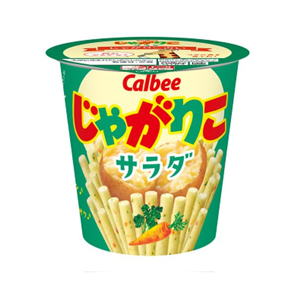 （商品説明）独自の製法で“はじめカリッとあとからサクサク”の心地よい食感が楽しめます。にんじんとパセリのつぶつぶがおいしそうなじゃがりこの定番、サラダ味です。(原材料）じゃがいも(国産)、植物油、乾燥じゃがいも、脱脂粉乳、粉末植物油脂、乳等...
