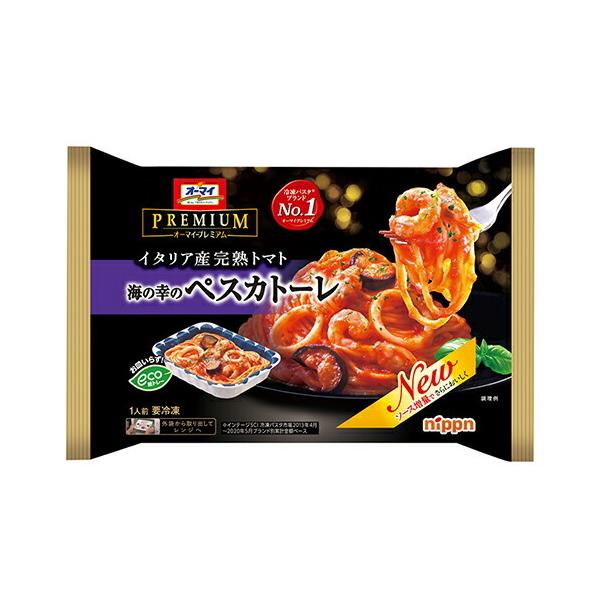 （商品説明）イタリア産完熟トマトの旨みと海老、いか、あさりの3種魚介の贅沢な味わい。 （栄養成分表）1食（280g）あたりエネルギー344kcal、たんぱく質14.8g、脂質9.0g、炭水化物51.0g、カリウム375.2mg、リン151....