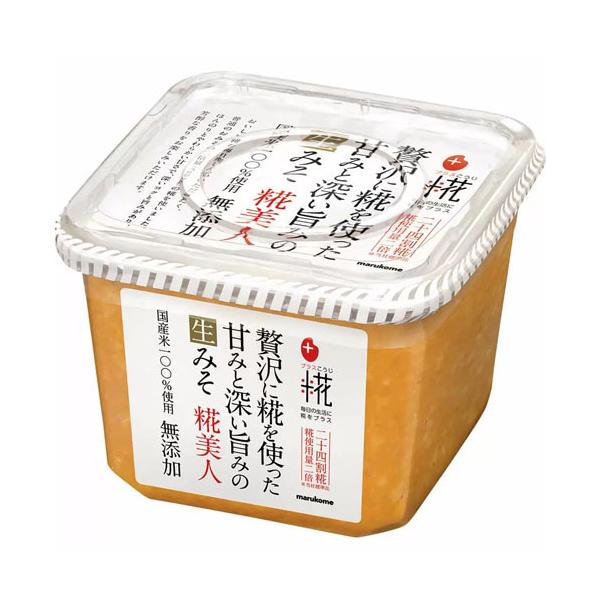 【商品説明】国産米100％で贅沢に米糀を使ったやさしい甘みと深い旨みが特徴の無添加みそです。【原材料】米、大豆（遺伝子組換えでない）、食塩【栄養成分】（100ｇあたり）エネルギー212kcal、たんぱく質7.7g、脂質4.1g、炭水化物35...