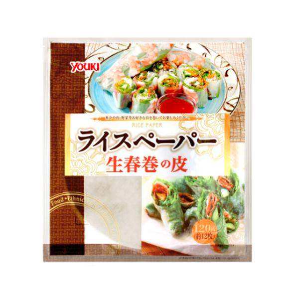 (商品説明)ぬるま湯でさっと戻せる生春巻き用の皮です。お好みの具を巻いてお召し上がりください。直径約 22cm。約 12 枚入(原材料）タピオカでん粉、米、食塩(栄養成分）100g当たりエネルギー336kcal・たん白質0.1g・脂質0.1...