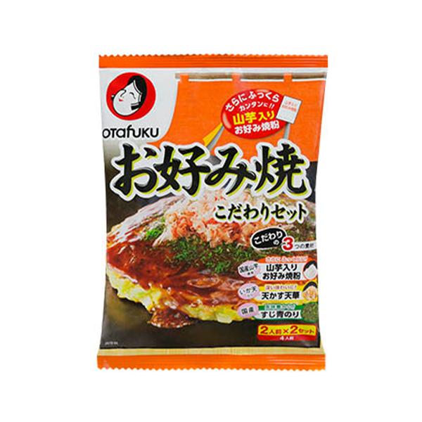 （商品説明）オタフク独自ブレンドの山芋入りお好み焼粉、いか天をブレンドしたこだわりの天かす天華、豊かな磯の香りの国産すじ青のり100%をセットにした、関西お好み焼が楽しめる材料セットです。(原材料）［お好み焼粉］小麦粉（国内製造）、やまいも...