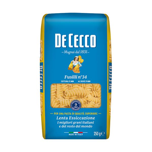 【商品説明】ディ・チェコ　No.34フスィリゆで時間12分前後ミートソースやトマトソースにからめるのがお勧めです。