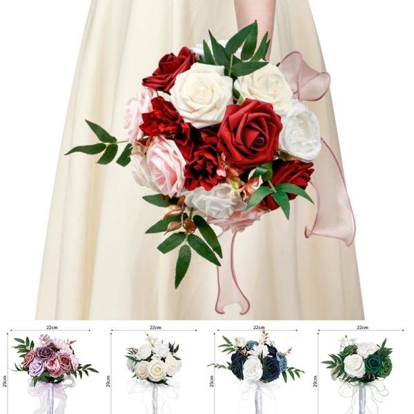 [ セット内容 ]ブーケ*1「記載のないアクセサリー、小物等は付属しません」[ カラー ]ワインレッド/ホワイト/ピンク/グリーン/ブルー[ 素材 ]使用花材 アーティシャルフラワー（高級造花）※プリザーブドフラワーではございません。[ サ...