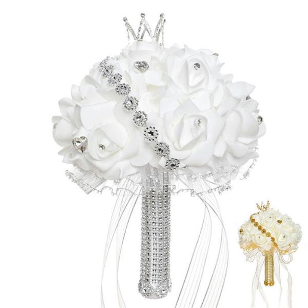 [ セット内容 ]ブーケ*1「記載のないアクセサリー、小物等は付属しません」[ カラー ]ホワイト/ゴールド[ 素材 ]使用花材 アーティシャルフラワー（高級造花）※プリザーブドフラワーではございません。[ サイズ ](cm)フリーサイズ：...