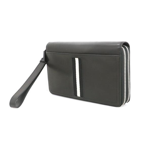 バリー BALLY ブラック レザー キャンバス ダブルジップ 財布 バリー BALLY ブラック レザー キャンバス ダブルジップ 財布