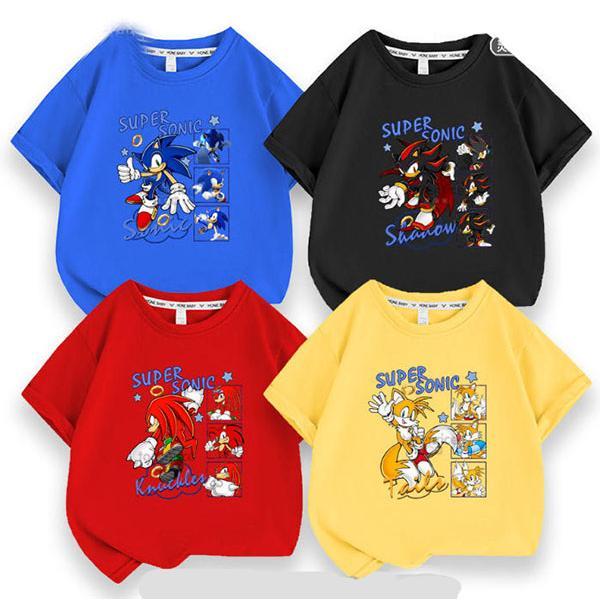 新品未使用◆カラー：写真参照ソニック・ザ・ヘッジホッグ子供服 半袖Tシャツ 男の子 女の子 子ども服 小学生 誕生日用品 家族服ー 感謝祭の日 子供へのギフト 【生地】：綿◆サイズ：cm（写真参照）