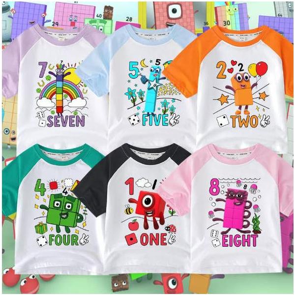 新品未使用◆カラー：写真参照Number blocks子供服 半袖Tシャツ 男の子 女の子 子ども服 小学生 誕生日用品 家族服ー 感謝祭の日 子供へのギフト 【生地】：綿◆サイズ：cm（写真参照）