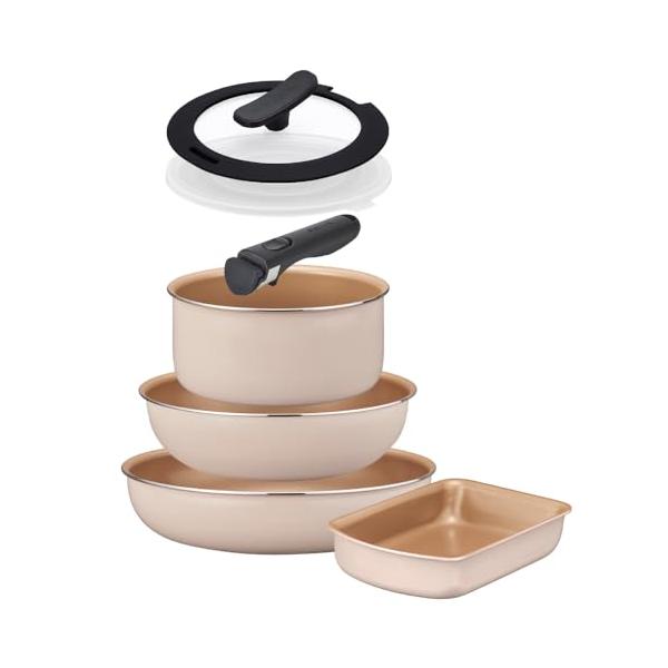 ずっと使いたくなるevercook。セット内容：玉子焼き13×19cm フライパン26cm 深型フライパン24cm ポット18cm 専用ミニハンドル ポット用プラスチックふた シリコーンリングつき18cmふた機能劣化による調理のストレスを軽...