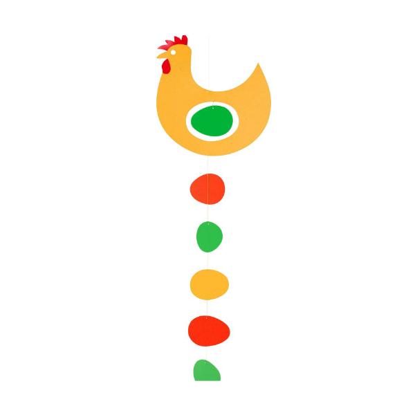 ★ ニワトリ&amp;たまごのモビール。飾るなら、キッチンや子供部屋と相性が良い。たまごの部分がくるくる回って、飽きないカラフルな人気のモビール。【サイズ】450mm×150mm【カラー】（各種別売 ）blue-TYPE/ブルー・イエロー・...