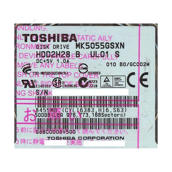 【商品名：】TOSHIBA(東芝) ノート用HDD 2.5inch MK5055GSXN 500GB　／　【商品状態：】新品です。バルク品。　／　【検索用キーワード：】≪ハードディスク ハードディスク・HDD(2.5インチ) (500GB ...