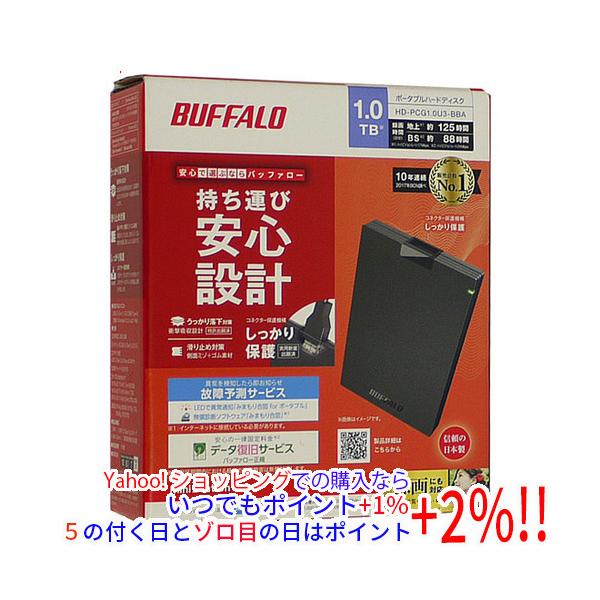 【商品名：】BUFFALO製PortableHD HD-PCG1.0U3-BBA 1.0TB　／　【商品状態：】新品。　／　【検索用キーワード：】≪バッファロー ハードディスク 外付け クリスタルブラック MiniStation≫ Mini...