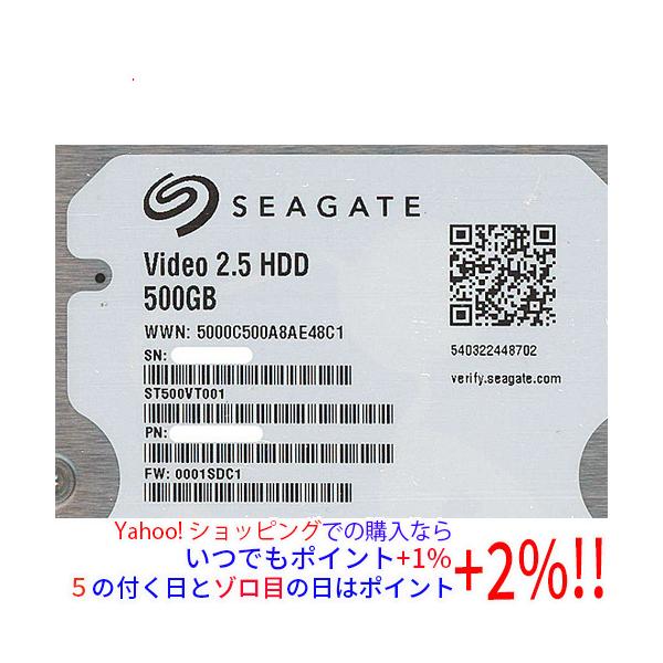【商品名：】SEAGATE ノート用HDD 2.5inch ST500VT001 500GB 9.5mm　／　【商品状態：】新品　バルク品。／ 国内正規代理店では、ありませんのでメーカー保障はございません。　／　【検索用キーワード：】≪ハー...