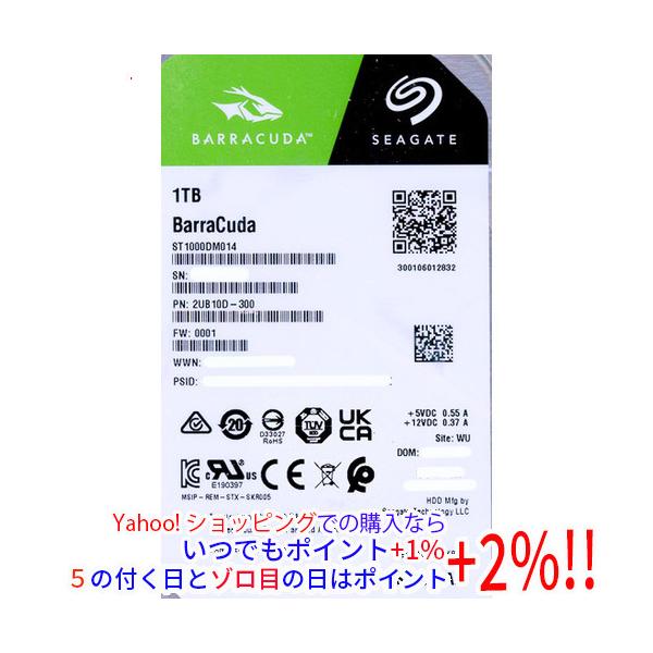 【商品名：】SEAGATE製HDD ST1000DM014 1TB SATA600 7200　／　【商品状態：】新品です。バルク品。　／　【検索用キーワード：】≪ハードディスク 3.5インチ≫ ST1000DM014 [1TB SATA60...