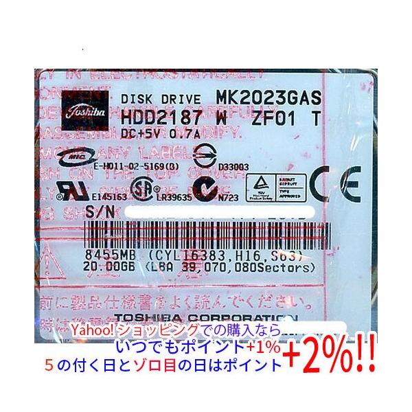 【商品名：】TOSHIBA製HDD MK2023GAS ATA100 20G 9.5mm　／　【商品状態：】新品です。　／　【検索用キーワード：】≪ハードディスク 即納≫ MK2023GAS ATA100  20G 9.5mm 　／　【型番...
