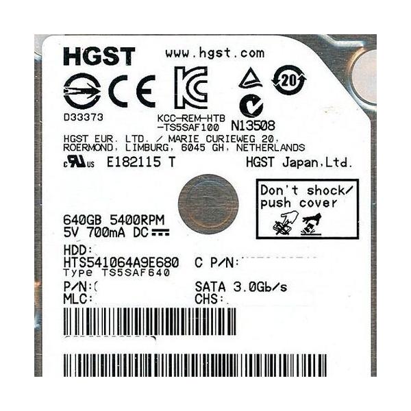 【商品名：】【バルク新品】 HITACHI ノート用HDD 2.5inch HTS541064A9E680 640GB 9.5mm　／　【商品状態：】新品未使用。開封のみの未使用品です。バルク品。　／　【検索用キーワード：】≪ヒタチ ハード...