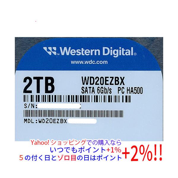 【商品名：】Western Digital HDD WD20EZBX 2TB SATA600 7200　／　【商品状態：】バルク品の新品未使用品です。／※簡易包装での提供となり、メーカー保証は付属しておりません。　／　【検索用キーワード：】...