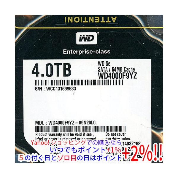【商品名：】Western Digital HDD WD4000F9YZ 4TB SATA600 7200　／　【商品状態：】バルク品の新品未使用品です。／※簡易包装での提供となり、メーカー保証は付属しておりません。　／　【検索用キーワード...