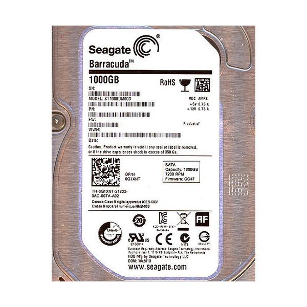 【商品名：】SEAGATE製HDD ST1000DM003 1TB SATA600 7200 3000〜4000時間以内　／　【商品状態：】動作確認済の中古品です。／ ／ ※中古品ですので、傷、汚れ等ある場合がございます。ご理解の上、ご検討...