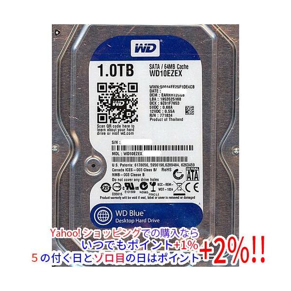 【商品名：】Western Digital製HDD WD10EZEX 1TB SATA600 7200 1000〜2000時間以内　／　【商品状態：】動作確認済の中古品です。／ ／ ※中古品ですので、傷、汚れ等ある場合がございます。ご理解の...