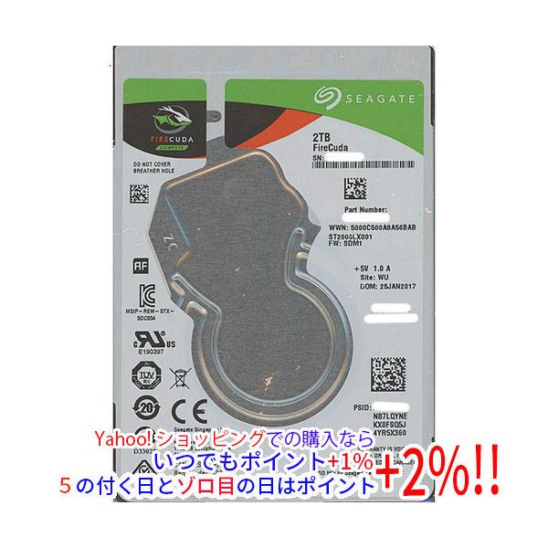 【商品名：】SEAGATE製HDD ST2000LX001 2TB 5400 7mm 2000〜3000時間以内　／　【商品状態：】動作確認済みの中古品です。／ ／ ※中古品ですので、傷、汚れ等ある場合がございます。／ ご理解の上、ご検討お...