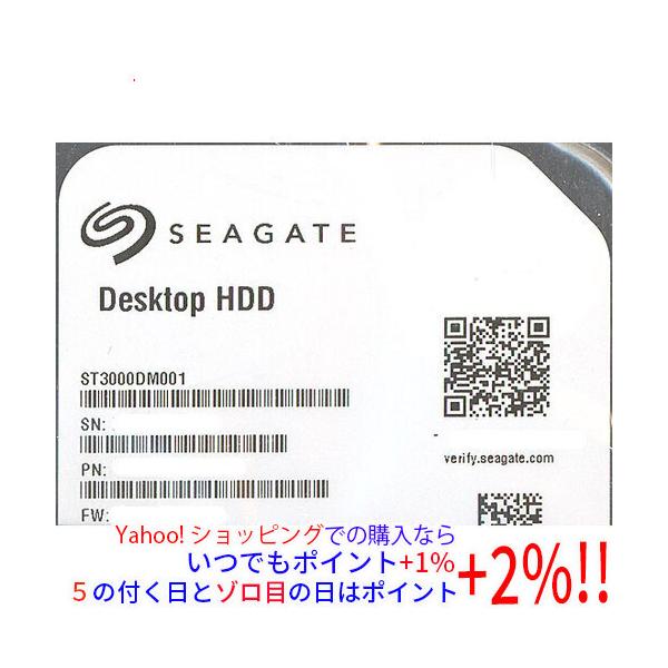 【商品名：】SEAGATE製HDD ST3000DM001 3TB SATA600 7200 200〜500時間以内　／　【商品状態：】動作確認済みの中古品です。／ ／ ※中古品ですので、傷、汚れ等ある場合がございます。／ ご理解の上、ご検...
