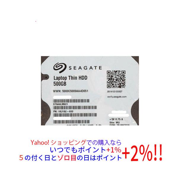 【商品名：】SEAGATE ノート用HDD 2.5inch ST500LM021 500GB 7mm 5000〜6000時間以内　／　【商品状態：】動作確認済の中古品です。／ ／ ※中古品ですので、傷、汚れ等ある場合がございます。ご理解の上...