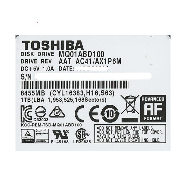 【商品名：】TOSHIBA(東芝) ノート用HDD 2.5inch MQ01ABD100 1TB 7000〜8000時間以内　／　【商品状態：】動作確認済の中古品です。／ ／ ※中古品ですので、傷、汚れ等ある場合がございます。ご理解の上、ご...