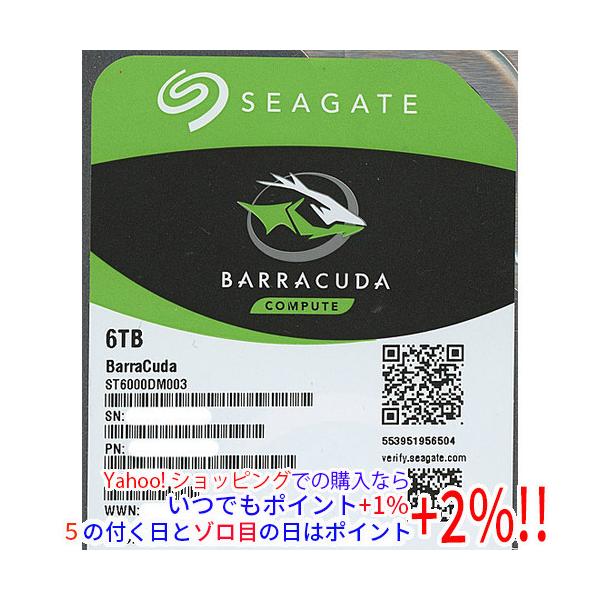 【商品名：】SEAGATE製HDD ST6000DM003 6TB SATA600 1000〜2000時間以内　／　【商品状態：】動作確認済の中古品です。／ ／ ※中古品ですので、傷、汚れ等ある場合がございます。ご理解の上、ご検討お願いしま...