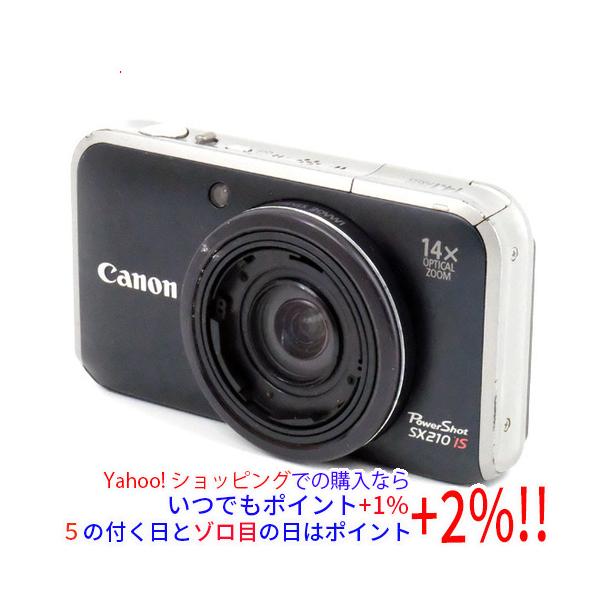 【商品名：】Canon製 PowerShot SX210 IS ブラック 1410万画素 本体・液晶いたみ　／　【商品状態：】動作確認済の中古品です。／ ／ ※レンズ周りのカバーがありません。また、液晶画面に亀裂、液晶焼けがあります。／ ／...