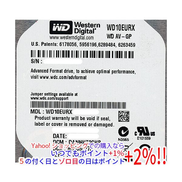 【商品名：】Western Digital製HDD WD10EURX 1TB SATA600 1000〜2000時間以内　／　【商品状態：】動作確認済の中古品です。／ ／ ※中古品ですので、傷、汚れ等ある場合がございます。ご理解の上、ご検討...