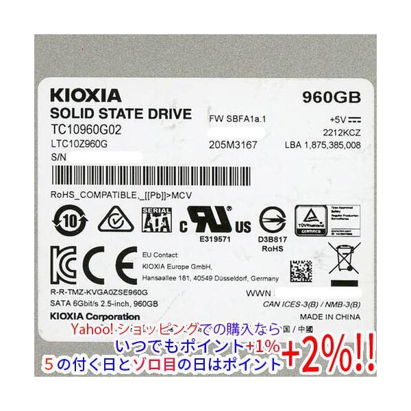 【商品名：】キオクシア SSD TC10690G02 960GB 4000〜5000時間以内　／　【商品状態：】動作確認済の中古品です。／ ／ ※中古品ですので、傷、汚れ等ある場合がございます。／ ご理解の上、ご検討お願いします。　／　【検...