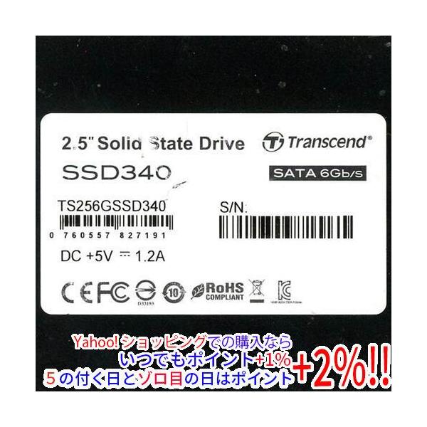 【商品名：】Transcend製 2.5インチSATA SSD TS256GSSD340 256GB 1000〜2000時間以内　／　【商品状態：】動作確認済の中古品です。／／※中古品ですので、傷、汚れ等ある場合がございます。／ご理解の上、...
