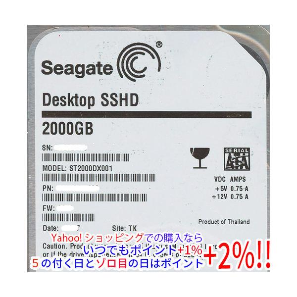 【商品名：】SEAGATE HDD ST2000DX001 2TB SATA600 8000〜9000時間以内　／　【商品状態：】動作確認済みの中古品です。／※中古品のため、使用感や傷、汚れ等がある場合がございます。／／使用時間 8000〜...