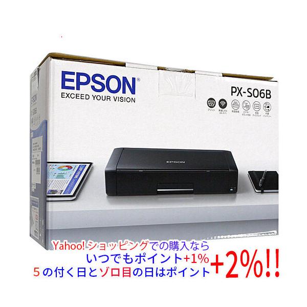 【商品名：】EPSON製 A4モバイルプリンター ビジネスインクジェット PX-S06B ブラック 欠品あり 展示品　／　【商品状態：】展示に使用されていた商品です。／※展示利用に伴う使用感や傷、汚れ等がある場合がございます。／外箱に破れや...