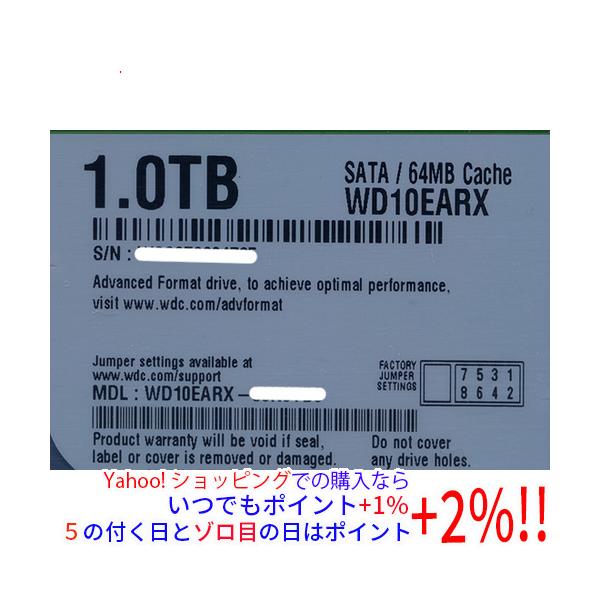 【商品名：】Western Digital HDD WD10EARX 1TB SATA600 2000〜3000時間以内　／　【商品状態：】動作確認済みの中古品です。／※中古品のため、使用感や傷、汚れ等がある場合がございます。／／使用時間 ...