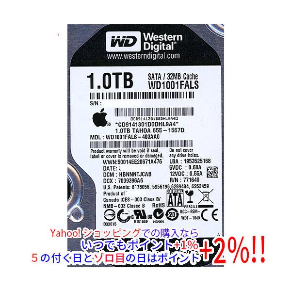 【商品名：】Western Digital HDD WD1001FALS 1TB SATA300 7200 8000〜9000時間以内　／　【商品状態：】動作確認済みの中古品です。／※中古品のため、使用感や傷、汚れ等がある場合がございます。...