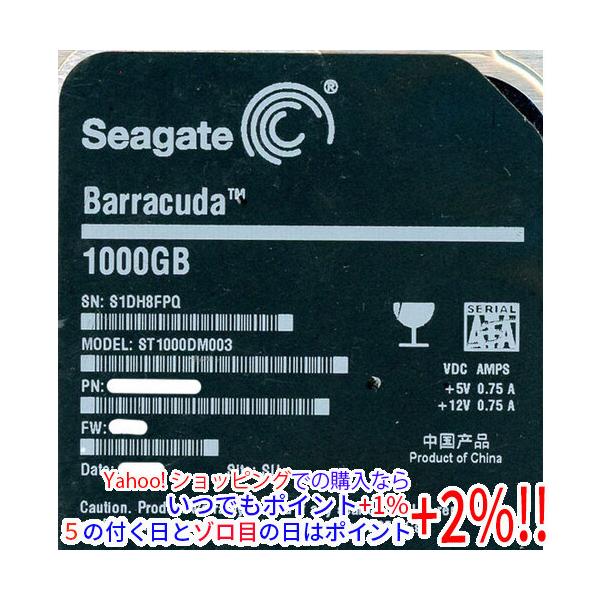 【商品名：】SEAGATE HDD ST1000DM003 1TB SATA600 7200 6000〜7000時間以内　／　【商品状態：】動作確認済みの中古品です。／※中古品のため、使用感や傷、汚れ等がある場合がございます。／／使用時間 ...