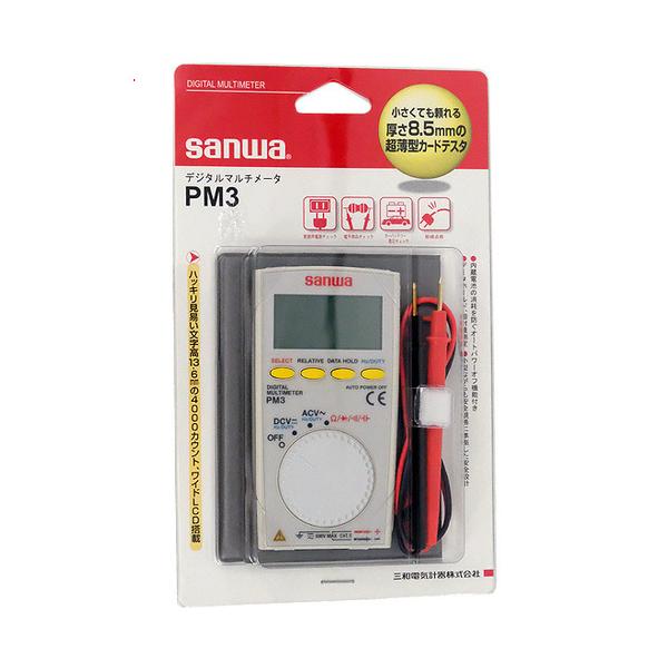 【商品名：】SANWA デジタルマルチメータ PM3　／　【商品状態：】新品です。　／　【検索用キーワード：】 PM3　／　【型番：】PM3　／　【商品説明：】●厚さ8.5mmの薄型手帳タイプのデジタルテスタ／●容量・周波数・デューティー比...