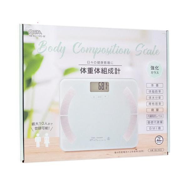 【商品名：】【新品訳あり(箱きず・やぶれ)】 オーム電機 体重体組成計 HB-KG11R5-W ホワイト　／　【商品状態：】新品の商品です。／外箱に破れや潰れ、汚れなどのダメージがあります。／（訳あり理由）／※外箱のダメージのみで、商品自体...