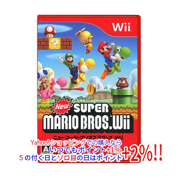 【商品名：】New スーパーマリオブラザーズ Wii　／　【商品状態：】開封済みの中古品です。☆ケース・説明書付き！※説明書に汚れ・破れまた紙カバーに破れ・キズ・日焼けなどの傷みが見られます。(画像はイメージです。)／／※本商品は、製品の性...