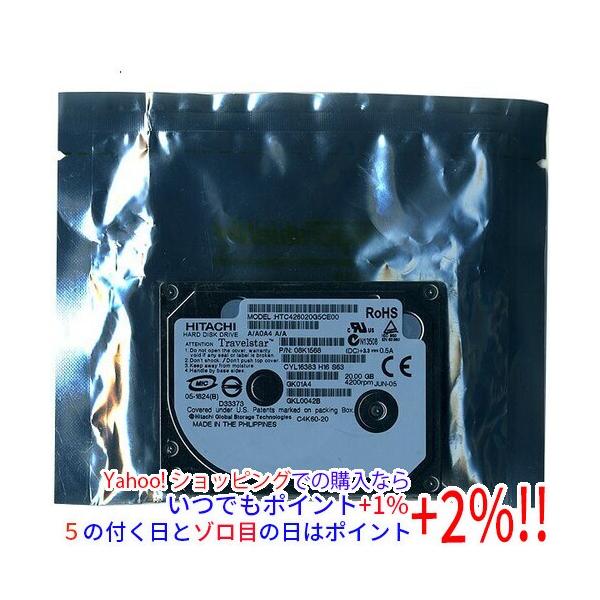 【商品名：】HITACHI ノート用HDD 1.8inch HTC426020G5CE00 20GB　／　【商品状態：】新品です。バルク品。　／　【検索用キーワード：】≪ヒタチ ハードディスクHGST ハードディスク・HDD(1.8インチ)...