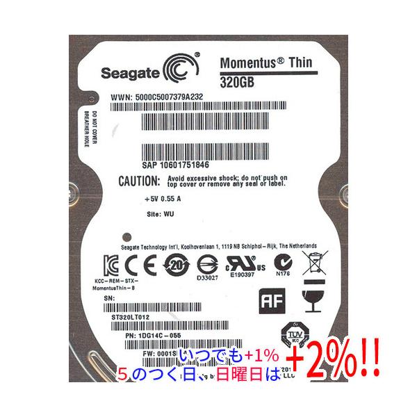 【商品名：】SEAGATE ノート用HDD 2.5inch ST320LT012 320GB 7mm　／　【商品状態：】新品　バルク品。／ 国内正規代理店では、ありませんのでメーカー保障はございません。　／　【検索用キーワード：】≪ハードデ...