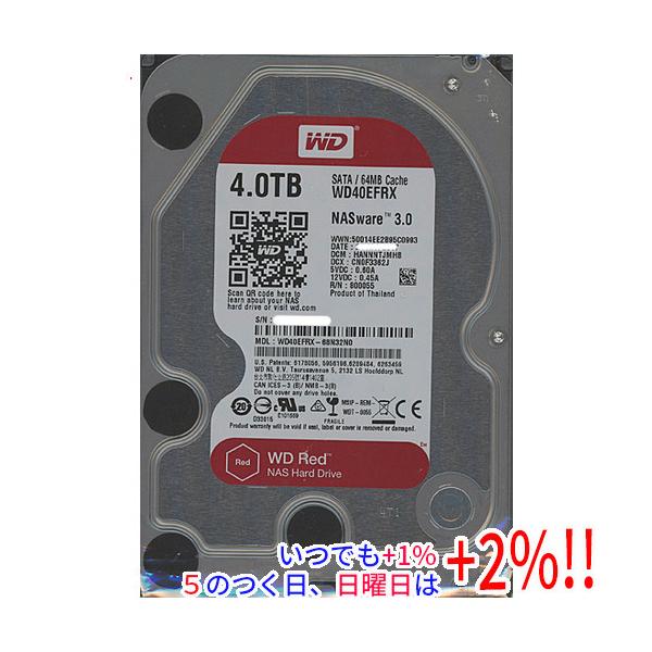 【商品名：】Western Digital製HDD WD40EFRX-RT2 4TB SATA600　／　【商品状態：】新品　／　【検索用キーワード：】≪ウエスタンデジタル ハードディスク WESTERN DIGITAL 3.5インチ≫ W...