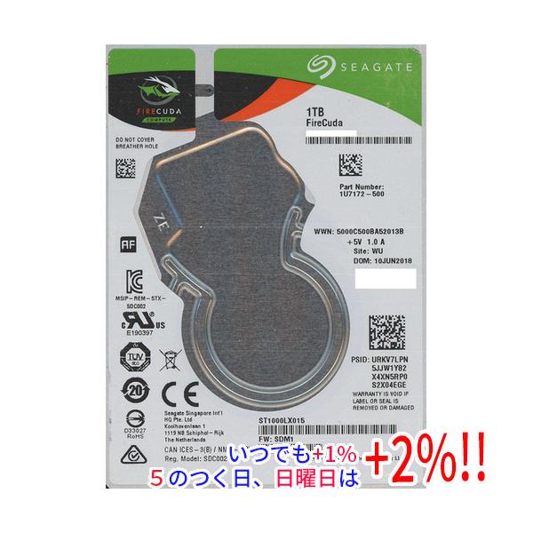 【商品名：】SEAGATE製HDD ST1000LX015 1TB 7mm　／　【商品状態：】新品です。バルク品。国内正規代理店では、ありませんのでメーカー保障はございません。　／　【検索用キーワード：】≪ハードディスク 3.5インチ≫ S...
