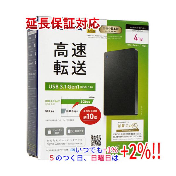 【商品名：】I-O DATA PortableHD HDPH-UT4DKR 4TB ブラック　／　【商品状態：】新品　／　【検索用キーワード：】≪IODATA アイオーデータ ポータブル 外付け ハードディスク≫ HDPH-UT4DKR [...